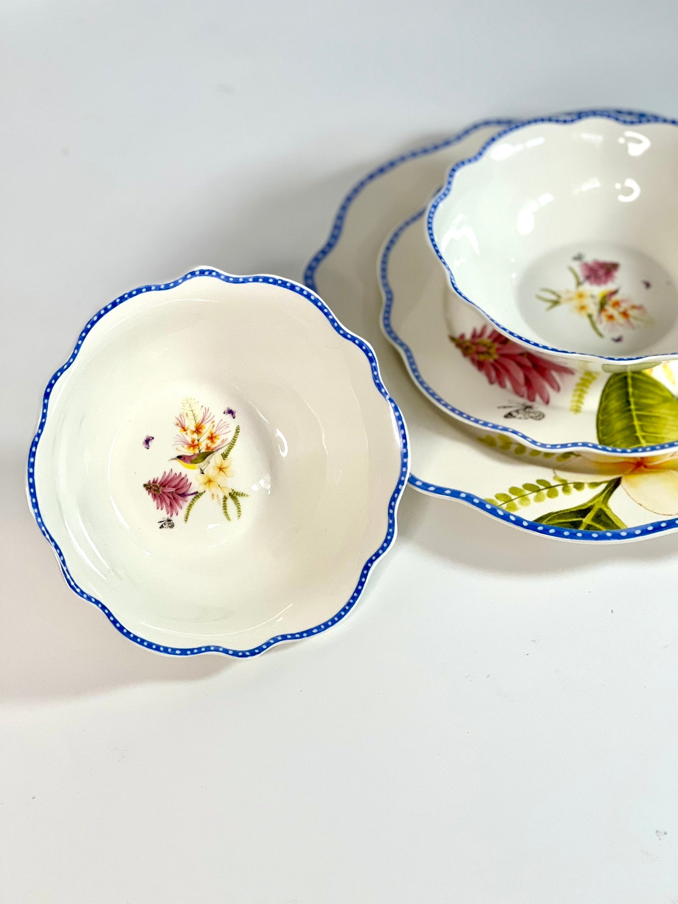 Philippine Handsome Sunbird Dinner , Salad Plate with Bowls Set of 4 ...