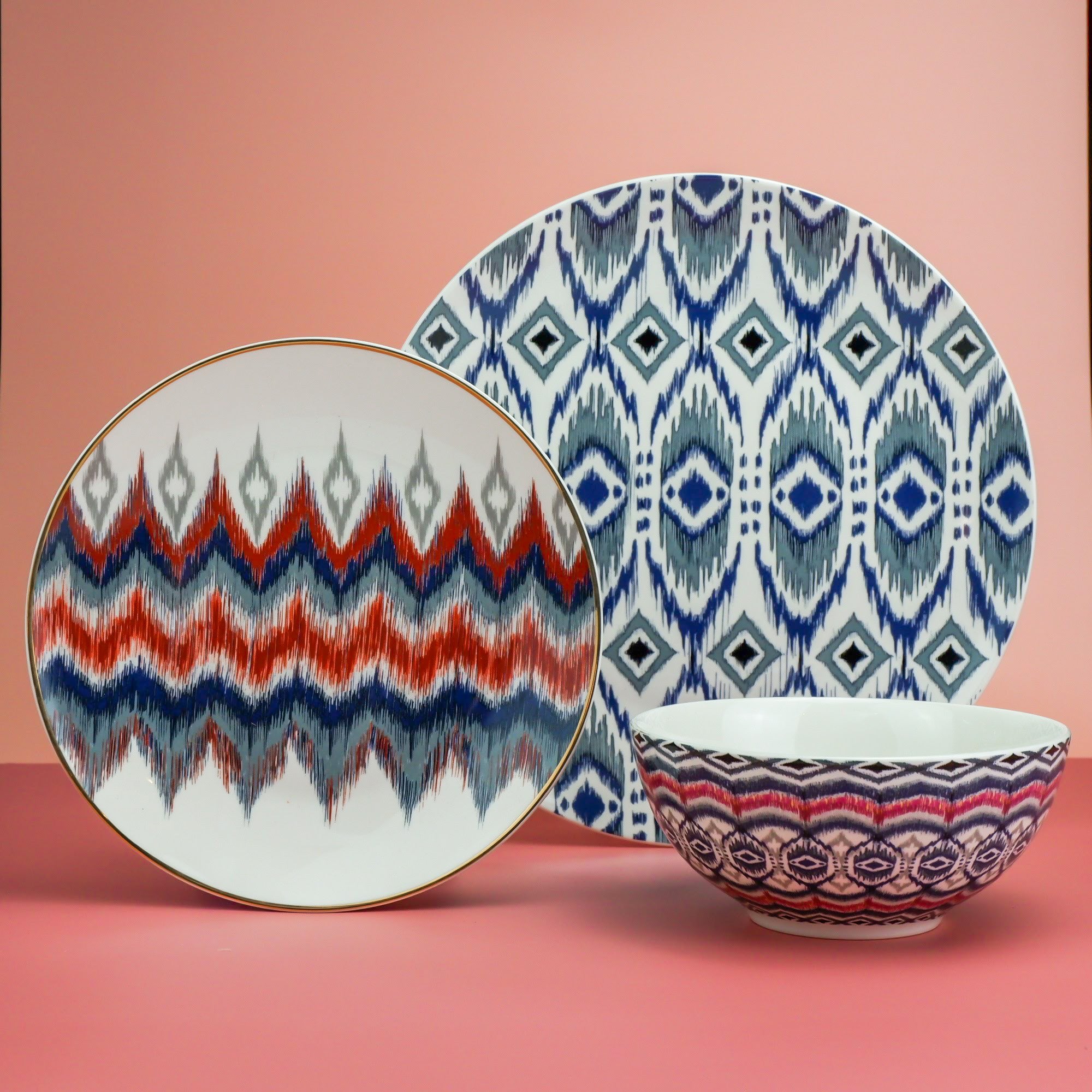 Ikat Dinner and Salad Plates with Bowls Set of 4 – CASAJUAN FINE ...